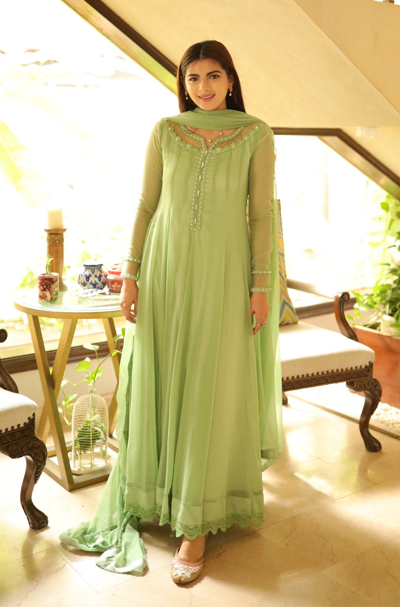 Ayzel Plain Chiffon Frock | kalidar frock | RTW – Asma & Sidra