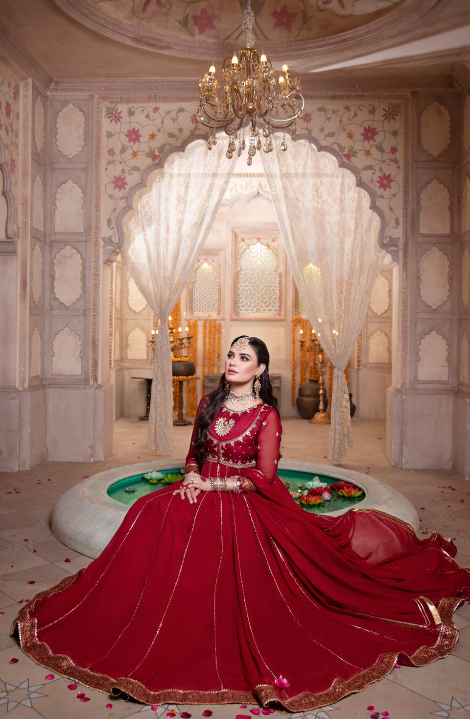 Anar-Kali Red Frock | Kalidar frock RTW – Asma & Sidra